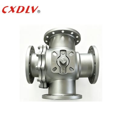 China 4-Way Full Port Flanged End Ball Valve T-Bore PN16 With ISO5211 TOP for sale