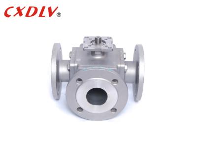 China Small Full Port 3 Way Flanged Ball Valve Square Body with Mounting Pad for sale