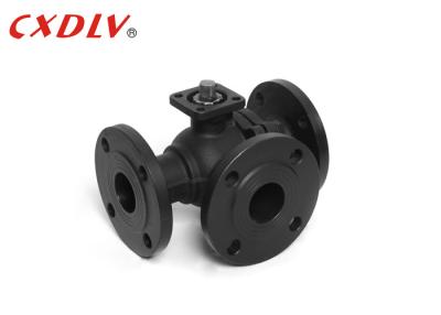 China Flange End Cast Steel L-port 3 Way Flanged Ball Valve PN16 4 Inch Direct Mounting for Automation for sale