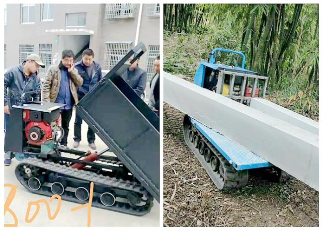 Hydraulic Self-loading Crawler Mini Dumper Track Transporter in operation