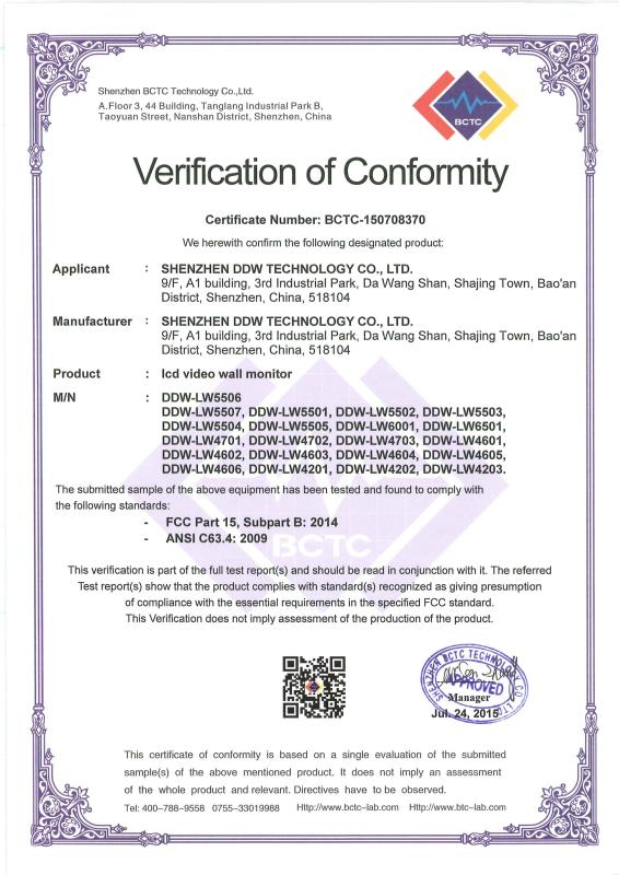 FCC Certification - SHENZHEN DDW TECHNOLOGY CO.,LTD