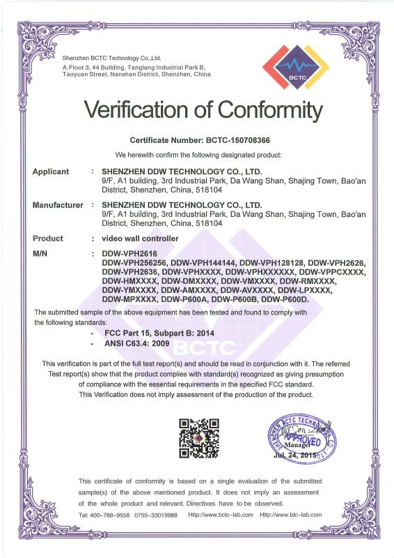 FCC Certification - SHENZHEN DDW TECHNOLOGY CO.,LTD