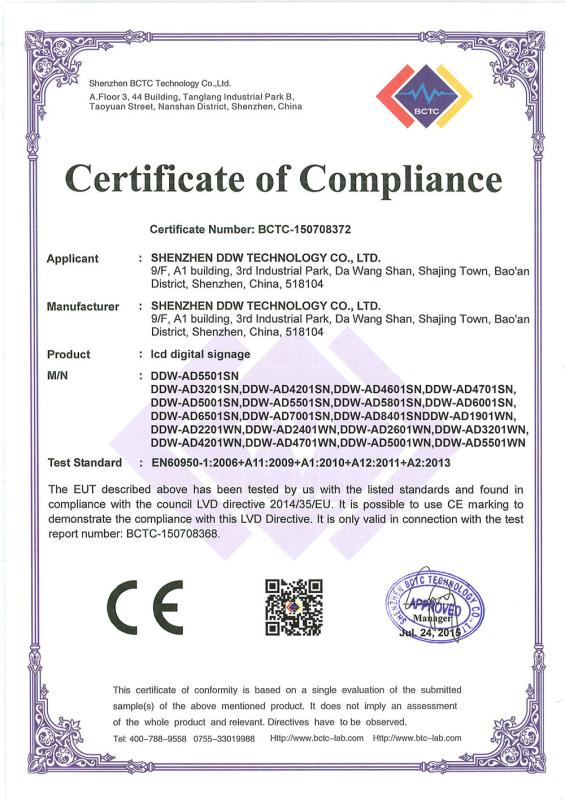 CE LVD Certification - SHENZHEN DDW TECHNOLOGY CO.,LTD