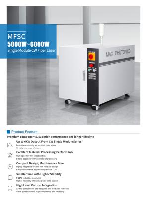 Cina Alta potenza 1500W 3000W 6000w Max Fotonics MFSC.6000 Fibra laser fonte per il taglio laser metallo in vendita