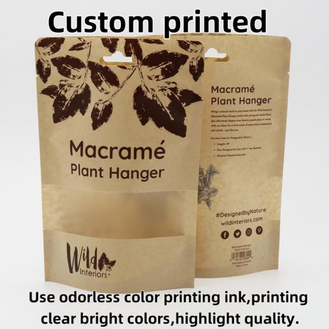 Close-up of kraft paper pouch with resealable zipper