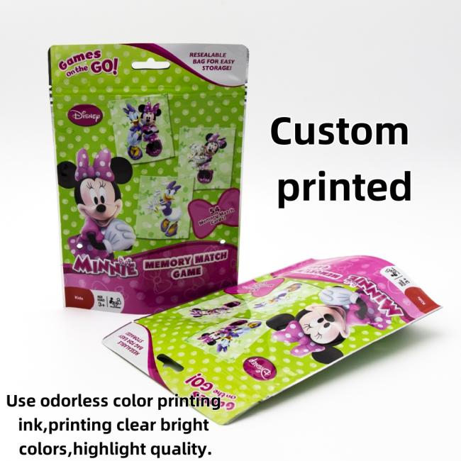 Custom printed toy pouch with resealable zipper