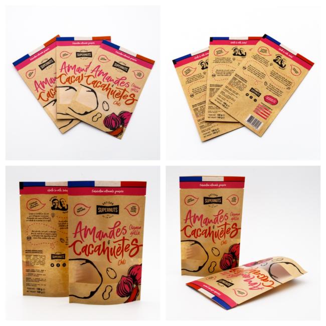 Kraft paper bag with transparent window for food packaging