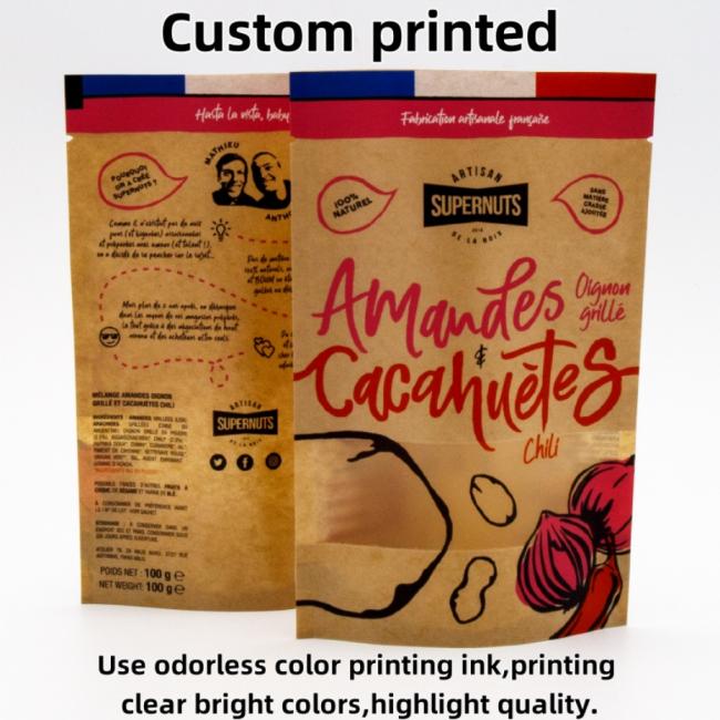 Custom printed kraft paper bags for food products