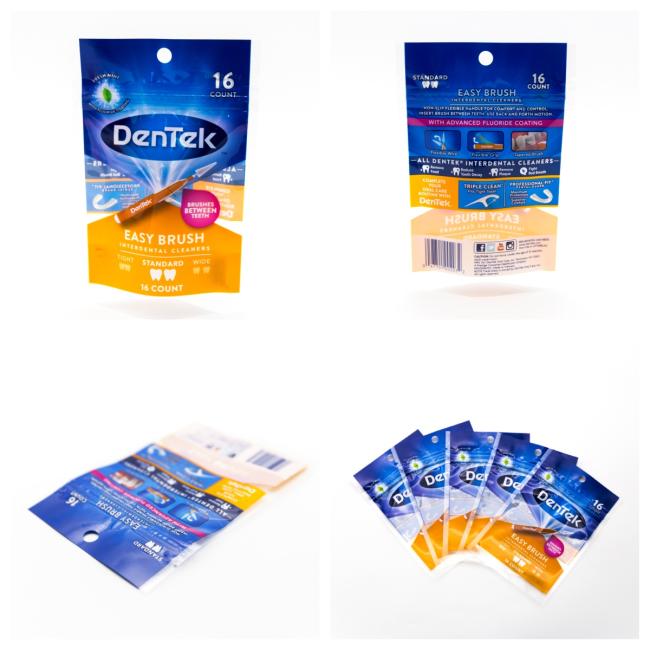 Three-sided sealing bag for floss packaging - front view