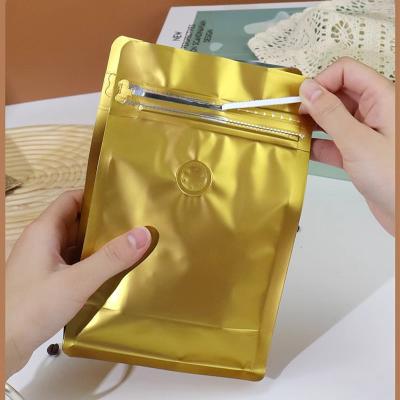 China 12 Ounce Matte Printed Coffee Bean Bag Packaging Flat Bottom Coffee Pouch With Valve for sale