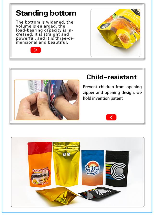 Printable and Customizable Zipper Mylar bags Keeping Fresh Flavors for Food Packaging Solutions