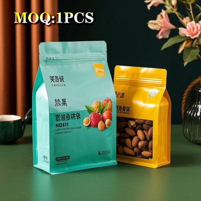 China Wholesale Square Bottom Bag Matte Printing Zipper Aluminum Foil Flat With Logo for sale