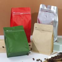 China Custom Flat Bottom Coffee Bags 250g 1kg Kraft Paper with Degassing Valve for sale