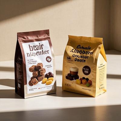 China ​Premium BOPET Coffee Pouches - Glossy Gold Trim & Custom Brand Embossing for sale