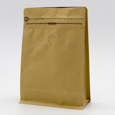 Eco-vriendelijke Kraft papier koffiezakjes met hervergrendelbare rits en klep aanpasbare drukwerk en meerdere maten.
