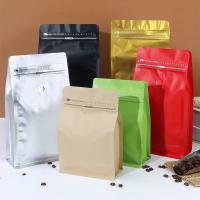 China 100g 250g 500g Flat Bottom Coffee Bags with Degassing Valve and Zipper - 280 Micron Thickness Food Grade Packaging for sale