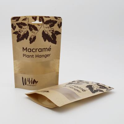 중국 맞춤 인쇄가 가능한 투명 창이 있는 재활용 및 분해 가능한 크라프트 종이 파우치, 일상 제품 포장용. 판매용