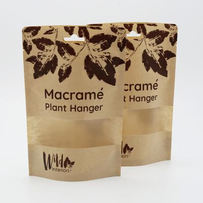 중국 맞춤 인쇄가 가능한 투명 창이 있는 재활용 및 분해 가능한 크라프트 종이 파우치, 일상 제품 포장용. 판매용