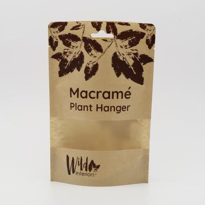 중국 맞춤 인쇄가 가능한 투명 창이 있는 재활용 및 분해 가능한 크라프트 종이 파우치, 일상 제품 포장용. 판매용