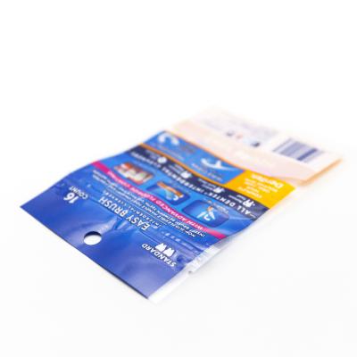 중국 맞춤형 브랜드 인쇄 및 걸이 구멍 디자인이 적용된 얇은 게이지 3면 밀봉 솜 포장 백. 판매용