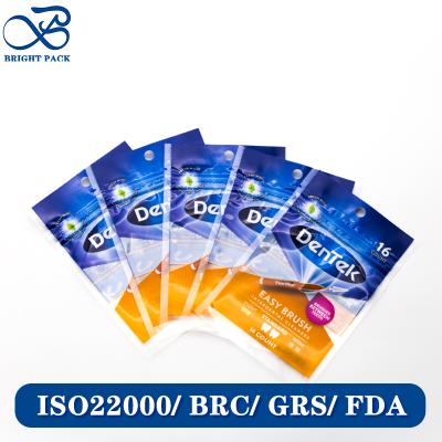 중국 맞춤형 브랜드 인쇄 및 걸이 구멍 디자인이 적용된 얇은 게이지 3면 밀봉 솜 포장 백. 판매용