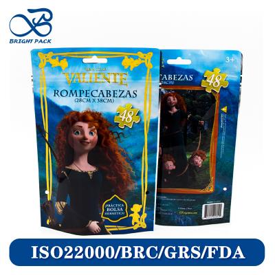 중국 맞춤형 만화 패턴 스탠드업 지퍼백, 장난감 포장용, 생분해성 마일러 및 무독성 재료 사용. 판매용