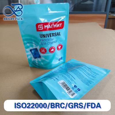 Cina Sacchetti stand-up a prova di perdite per l'imballaggio di capsule per bucato, spessore personalizzato con cerniera a prova di bambino. in vendita