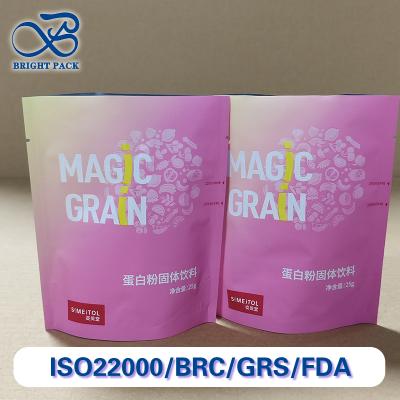 China Moisture-Proof Protein Powder Solid Beverage Bags High Barrier Stand-Up Pouch Zipper Bag Custom Print for sale