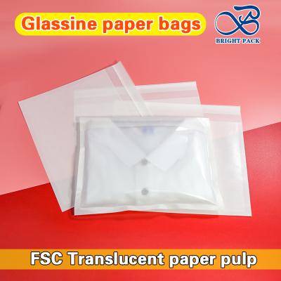 China Wax Coated Biodegradable Semilucent White Glassine Paper Bags for T-Shirts Packaging for sale
