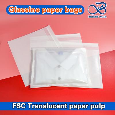 China Biodegradable Translucent Glassine Paper Bags Customizable for T-Shirt Packaging for sale