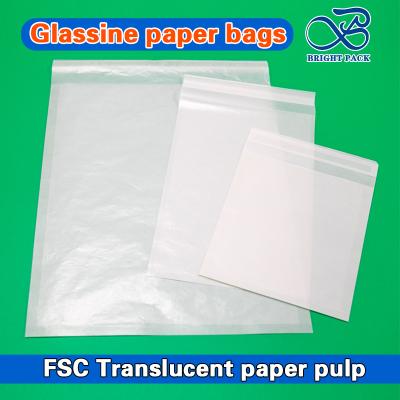 China Eco Friendly Translucent Customizable Glassine Paper Bags with Self Adhesive Seal for sale