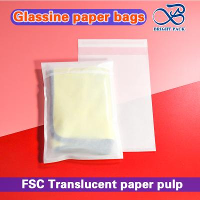 China 100% Degradable Glassine Paper Bag with Moisture/Grease Resistant Self-Seal Adhesive Strip for Clothing Packaging for sale