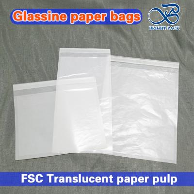China 40g Glassine Pure Paper Garment Mailer Bag with Self-Sealing Adhesive Strip and Fully Recyclable Packaging for sale