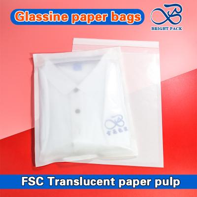 China 100% Biodegradable Glassine Paper Bags with Customizable Printing and High Transparency for Sustainable Apparel Packaging for sale