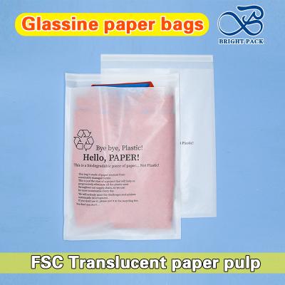 China 40g Biodegradable Glassine Paper Bags with Self Adhesive Stripe for Fashion Packaging for sale