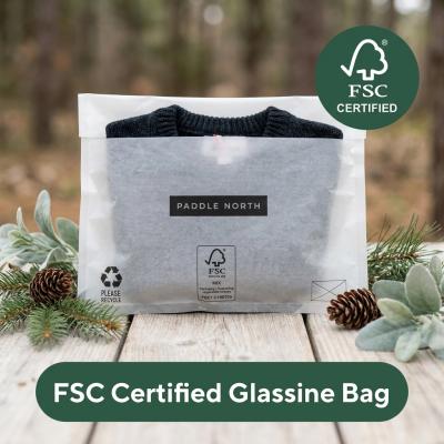 China Plastic Free Curbside Recyclable Luxury Glassine Paper Bag Eco Friendly Apparel Packaging Garment Pouch for Certified Grease for sale