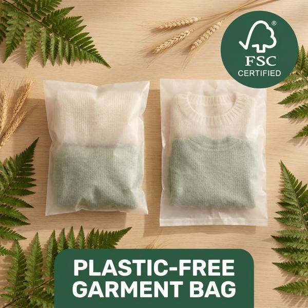 Quality Plastic Free Luxury Glassine Bag for Fashion Recyclable Clothing Packaging Reusable Eco Apparel Pouch for Certified Grease Proof for sale