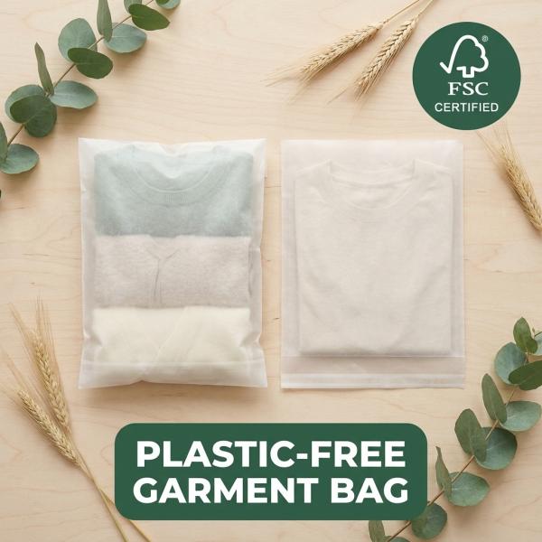 Quality Luxury Compostable Glassine Bag Apparel Packaging Plastic Free Sustainable Clothing Pouch Eco-Friendly EU Compliant Garment OEM for sale