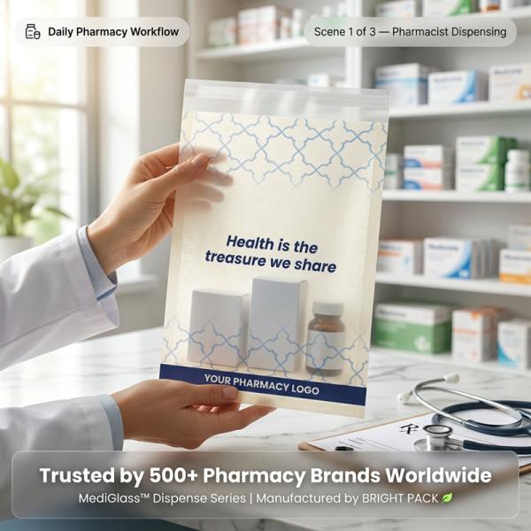 Quality Luxury Glassine Medicine Bags for Certified Biodegradable Recyclable Pharmacy Packaging Bulk for sale