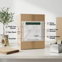 China Biodegradable Document Enclosed Envelope Compostable Paper Packing List Self Adhesive Shipping Label Pouch 250x350mm for sale
