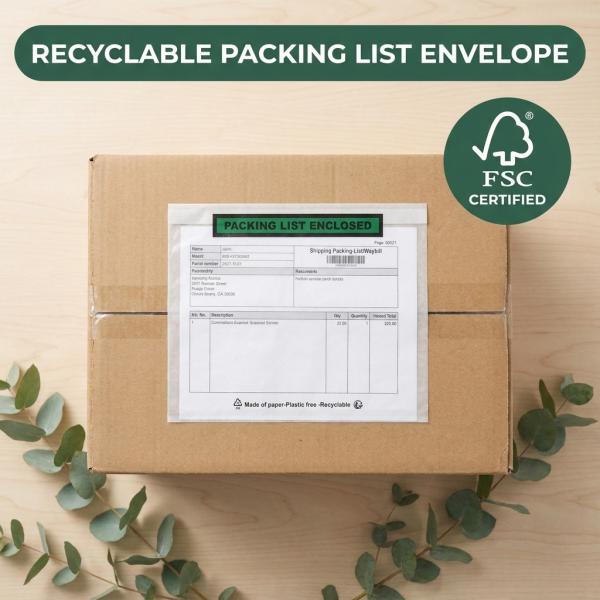 Quality Plastic-Free Biodegradable Glassine Label Pouch | FSC Certified Sustainable Waterproof Document Wallet for Shipping Recyclable for sale