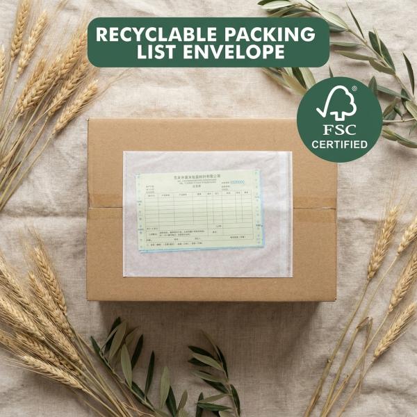 Quality Biodegradable Plastic-Free Paper Packing List Envelope Self Adhesive Invoice Pouch Shipping Label Wallet FSC Certified for sale