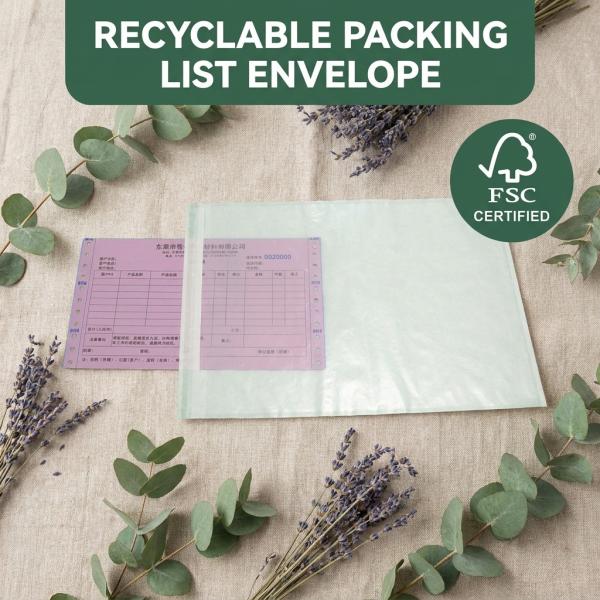 Quality Glassine Invoice Enclosed Pouch Plastic-Free | Biodegradable Eco-Friendly FSC Certified Recyclable Packing List Envelope Custom for sale