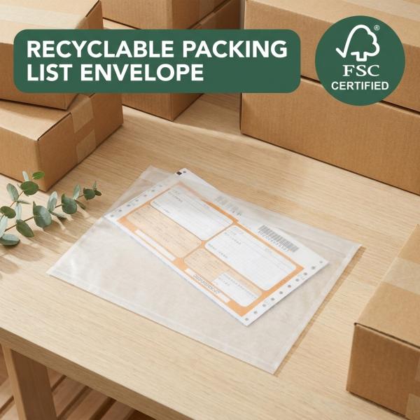 Quality Plastic Free Biodegradable Recyclable Dispatch Envelope Paper Packing List Pouch Self Adhesive Shipping Label Document Wallet for sale