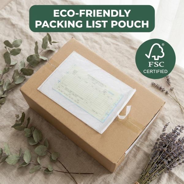 Quality Compostable Biodegradable Eco-Friendly Recyclable FSC Certified Paper Self Adhesive Shipping Label Pouch Packing List Envelope for sale