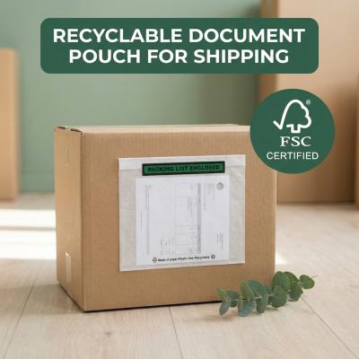 China Recyclable Packing List Envelope Paper Document Enclosed Plastic Free Self Adhesive Shipping Label Pouch FSC for sale