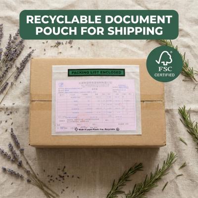 China Biodegradable Packing List Envelope Compostable Paper Document Enclosed Self Adhesive Shipping Label Pouch for sale