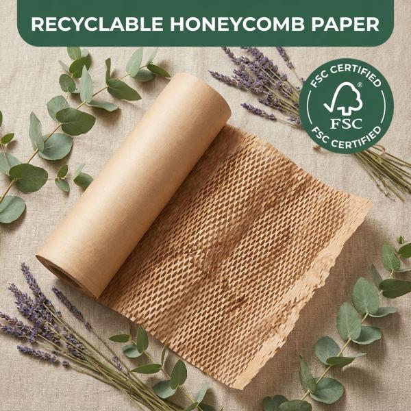 Quality White Colored Eco-Friendly Recyclable Kraft Honeycomb Paper Roll Cushioning Wrap with Grease Proof for Gift Packaging for sale