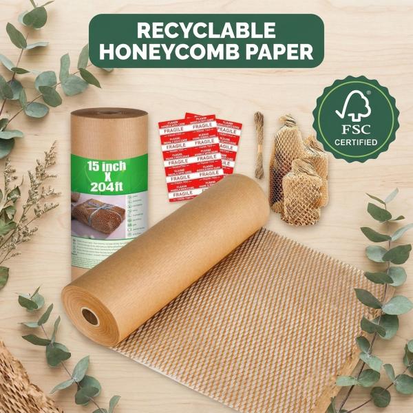 Quality Recycled Kraft Cushioning Paper Roll Kraft Paper Honeycomb Wrap Protective Packaging Paper for sale