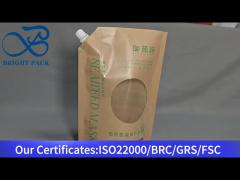kraft paper liquid pouch bag with spout and clear window